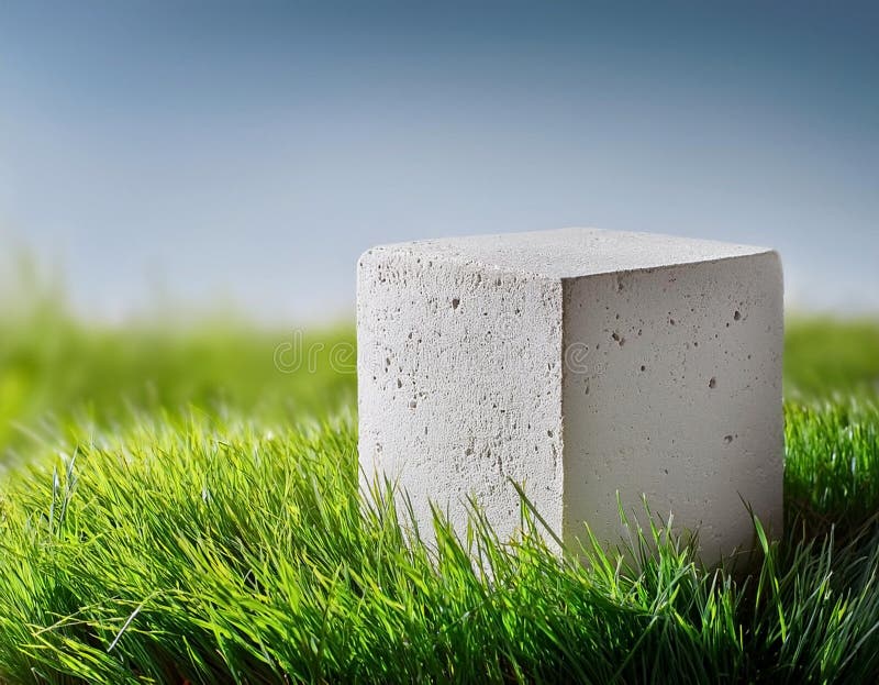 Geopolymer Concrete - Cement Block and Green Leaves Stock Photo - Image ...
