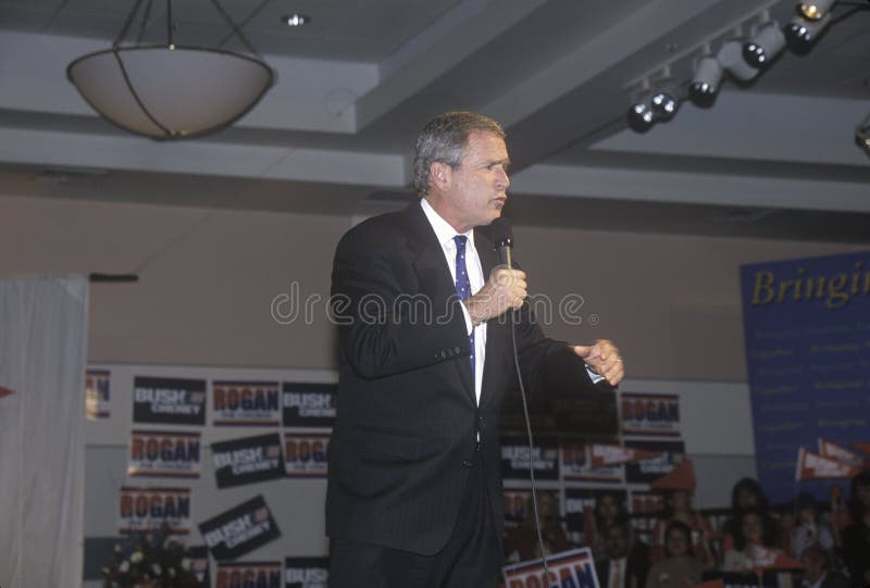 George W. Bush Speaking at Campaign Rally, Burbank, CA in 2000 ...