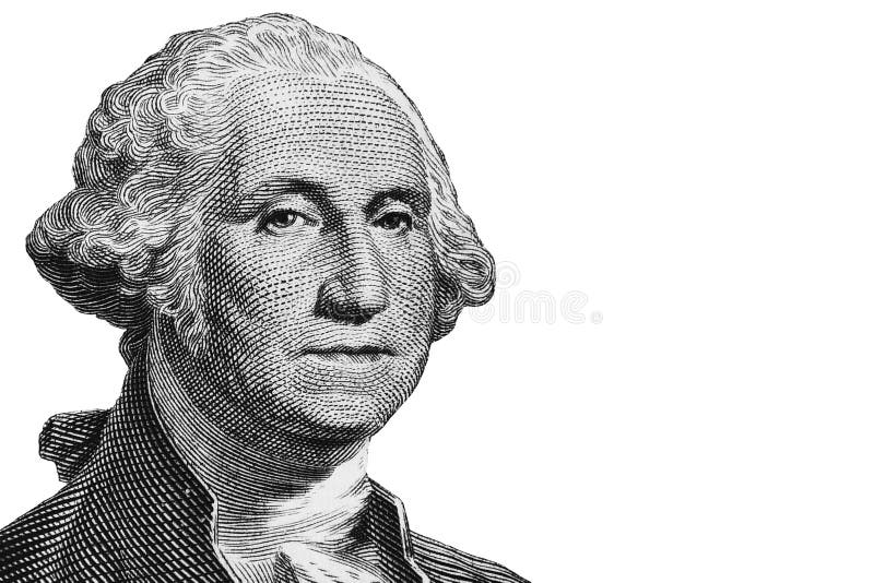 George Washington Cut on 1dollar Banknote Isolated on White Background ...