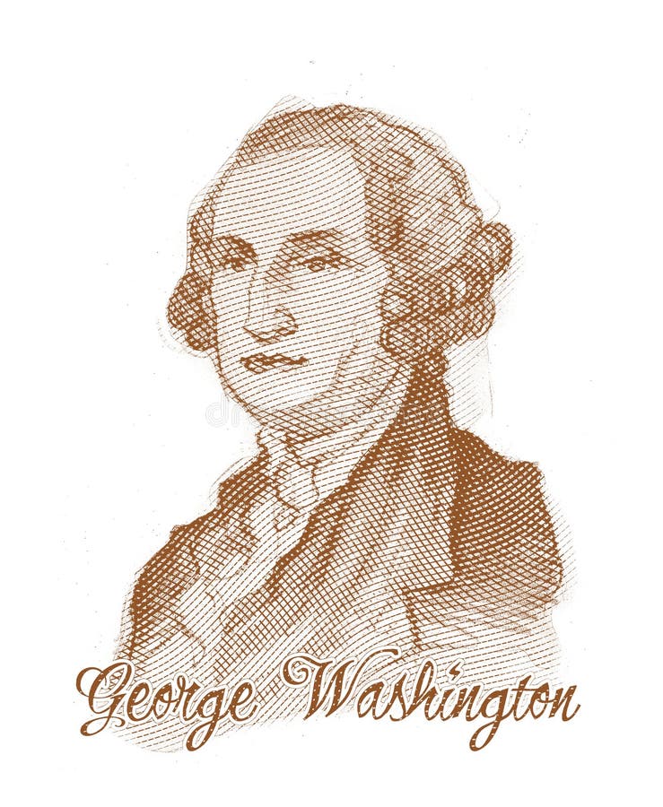George Washington Engraving Style Sketch Portrait Editorial Photo ...