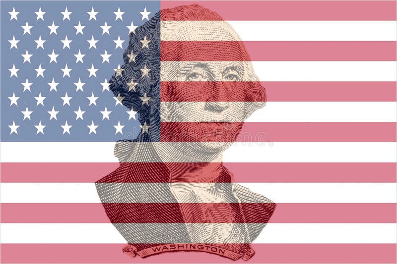 George Washington with USA Flag Stock Illustration - Illustration of ...