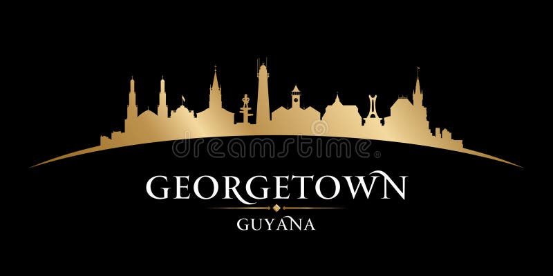 Georgetown Guyana City Silhouette Black Background Stock Vector ...
