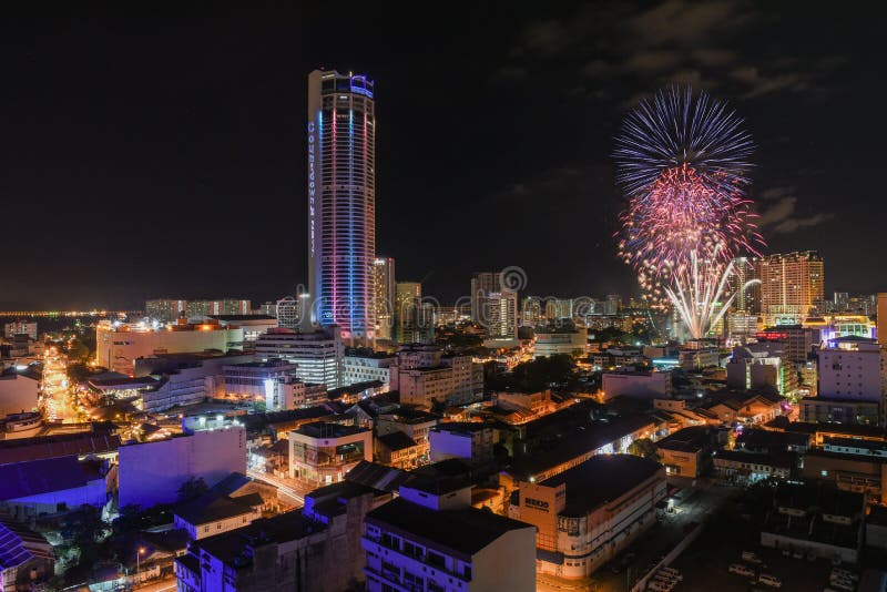 Georgetown, Komtar Tower Firework Isolated Editorial Stock Photo ...