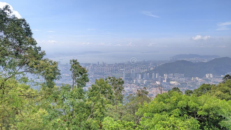 Georgetown from Penang Hills with Green Trees Stock Image - Image of ...