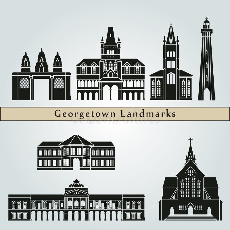 Georgetown Skyline Landmarks Stock Vector - Illustration of skyscraper ...