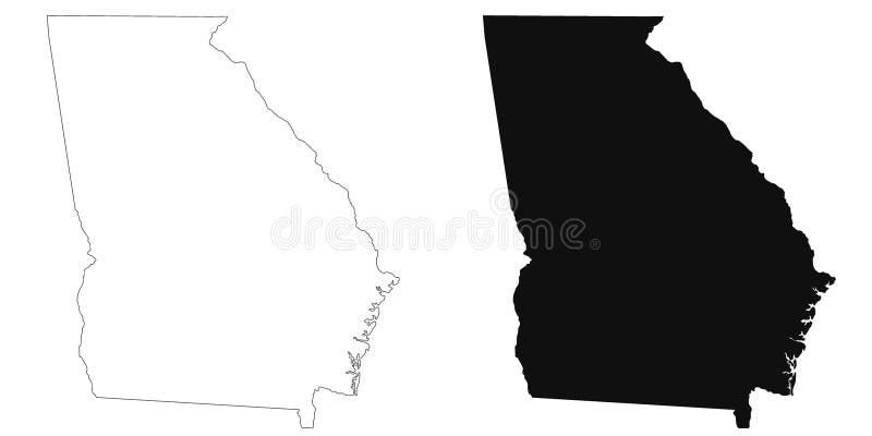 Georgia Administrative Map, Georgia Outline and Counties State Map Set ...