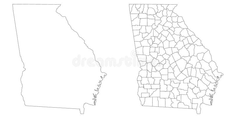 Georgia Administrative Map, Georgia Outline and Counties State Map Set ...