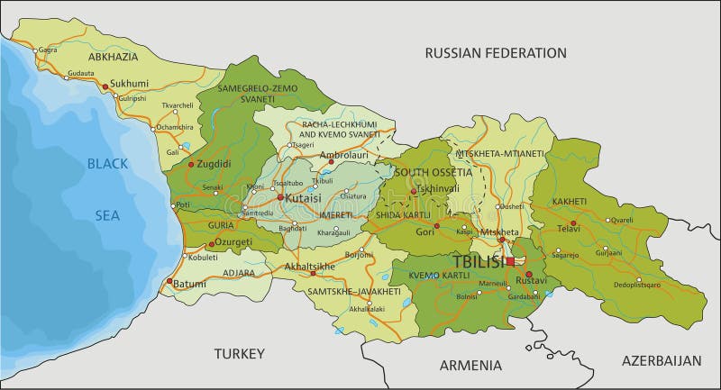 Detailed Editable Political Map with Separated Layers. Georgia Stock ...