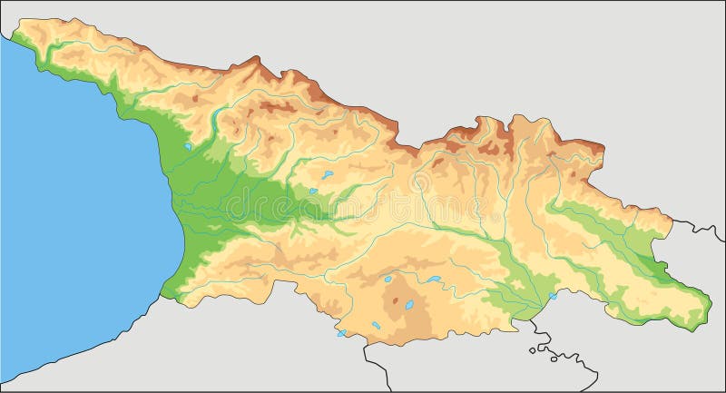 Detailed Georgia Physical Map. Stock Vector - Illustration of abstract ...