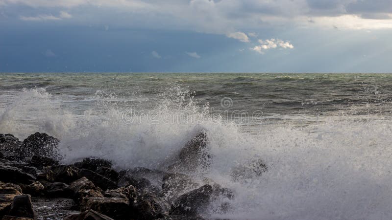 Georgia Coast (Black Sea) in Storm Stock Image - Image of rock, dark ...