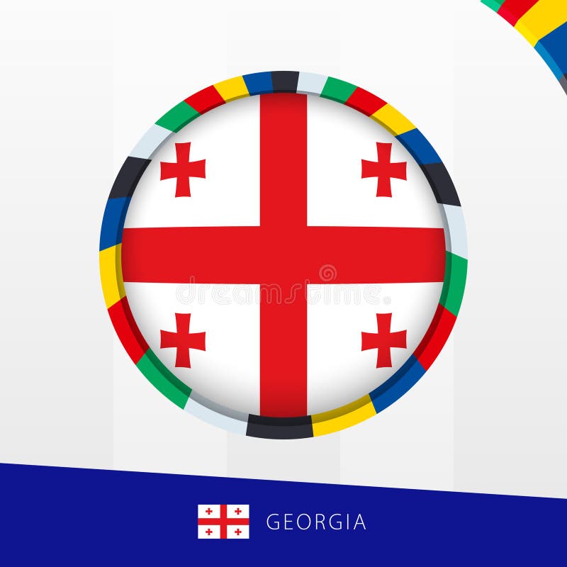 Georgia Flag with Colorful Circle Border Stock Vector - Illustration of ...
