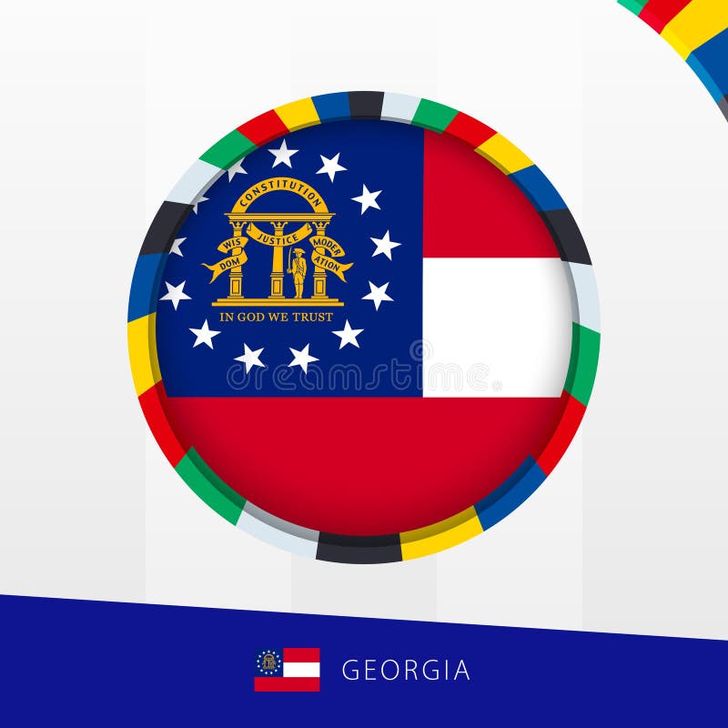 Georgia Flag with Colorful Circle Border Stock Vector - Illustration of ...