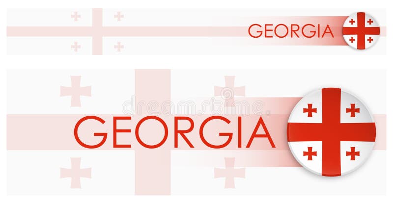 Georgia Flag Horizontal Web Banner in Modern Neomorphism Style. Webpage ...