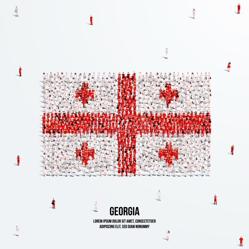 Georgia Flag. a Large Group of People Form To Create the Shape of the ...