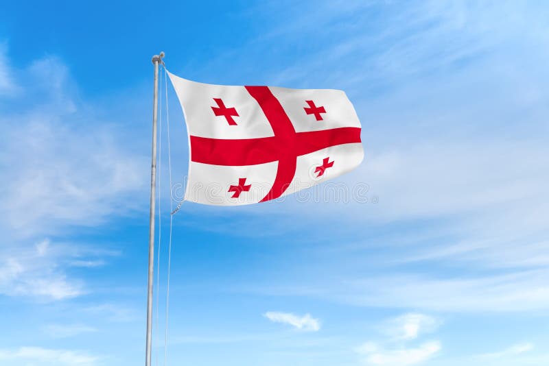 Georgia Flag Over Blue Sky Background Stock Illustration - Illustration ...