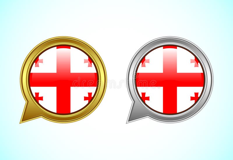 Georgia Flag Speech Bubble. Speaking Flag Icon in Gold and Silver Color ...