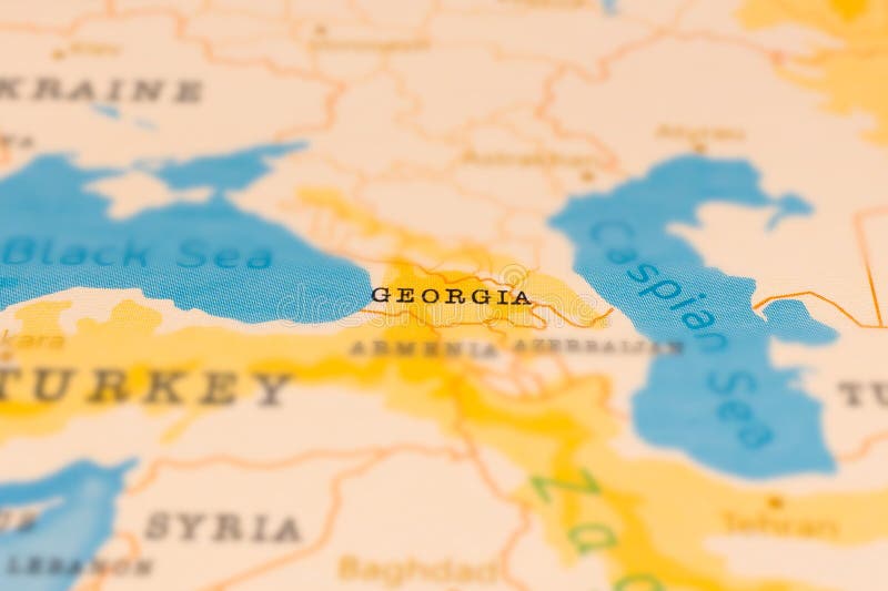 Georgia in Focus on a Tilted World Map. Stock Illustration ...
