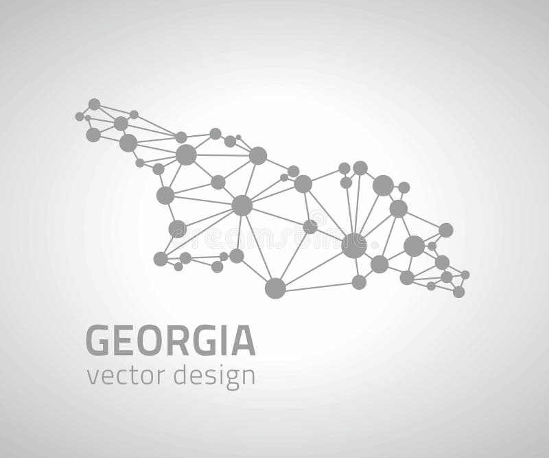 Georgia Vector Dot Grey Outline Triangle Perspective Modern Map Stock ...