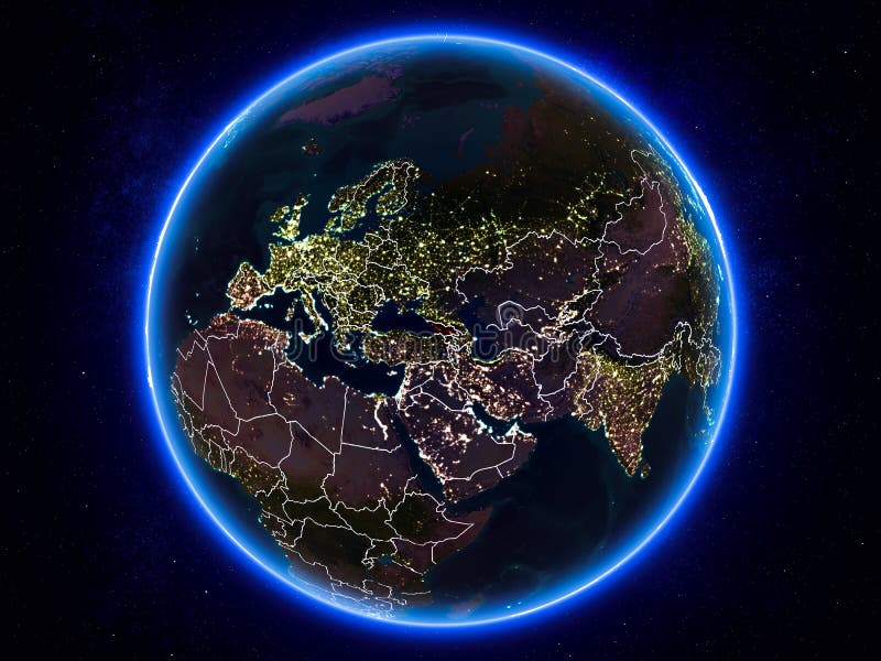 Georgia on Earth from Space at Night Stock Illustration - Illustration ...