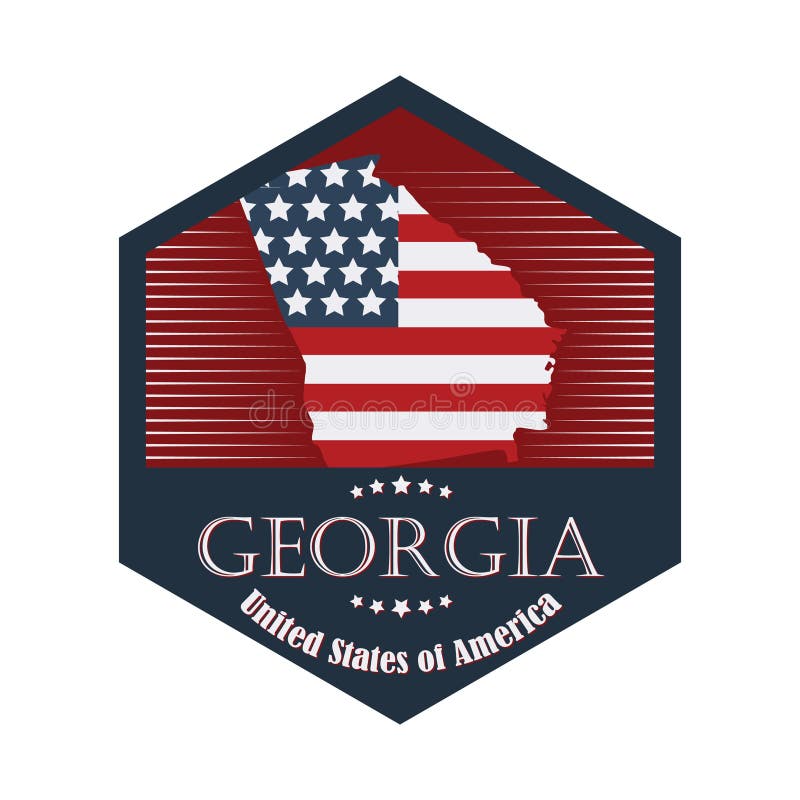 Georgia Map Label with Retro Vintage Styled. Stock Vector ...