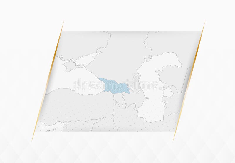 Georgia Map in Blue with Gold Framed Accents. Modern Vector Map of ...