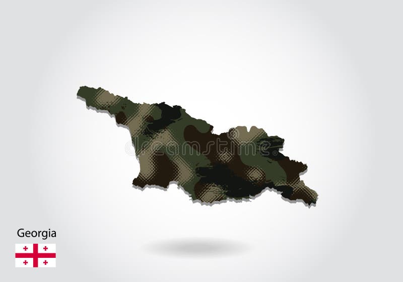 Georgia Map with Camouflage Pattern, Forest - Green Texture in M Stock ...