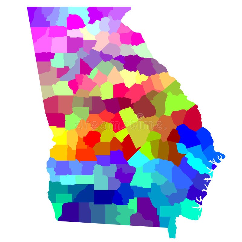 Georgia USA State Map by Counties Stock Vector - Illustration of ...