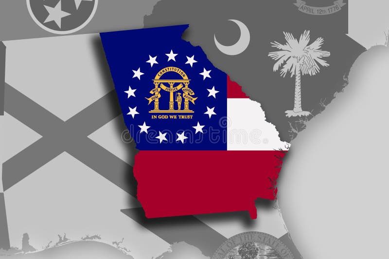 Georgia map and flag stock illustration. Illustration of atlanta - 89797635