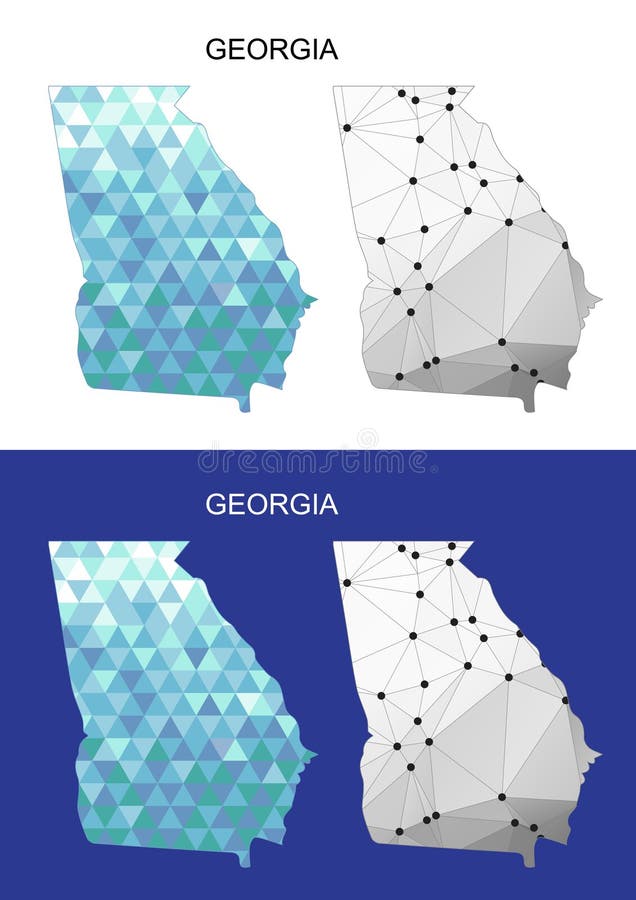 Georgia Map in Geometric Polygonal Style. Abstract Gems Triangle. Stock ...