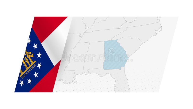 Georgia Map in Modern Style with Flag of Georgia on Left Side Stock ...