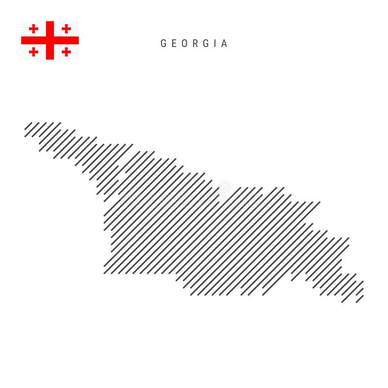 Georgia Map from Pattern of Black Slanted Parallel Lines. Flat Vector ...