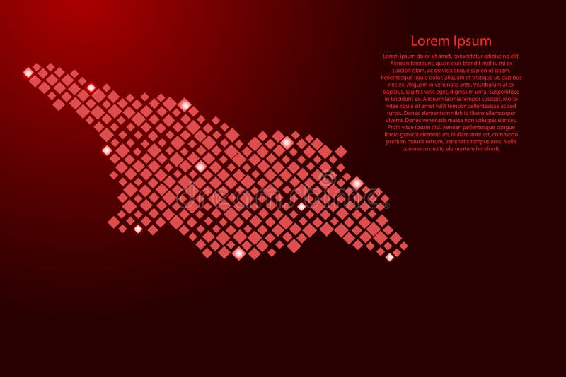 Georgia Map from Red Pattern Rhombuses of Different Sizes and Glowing ...