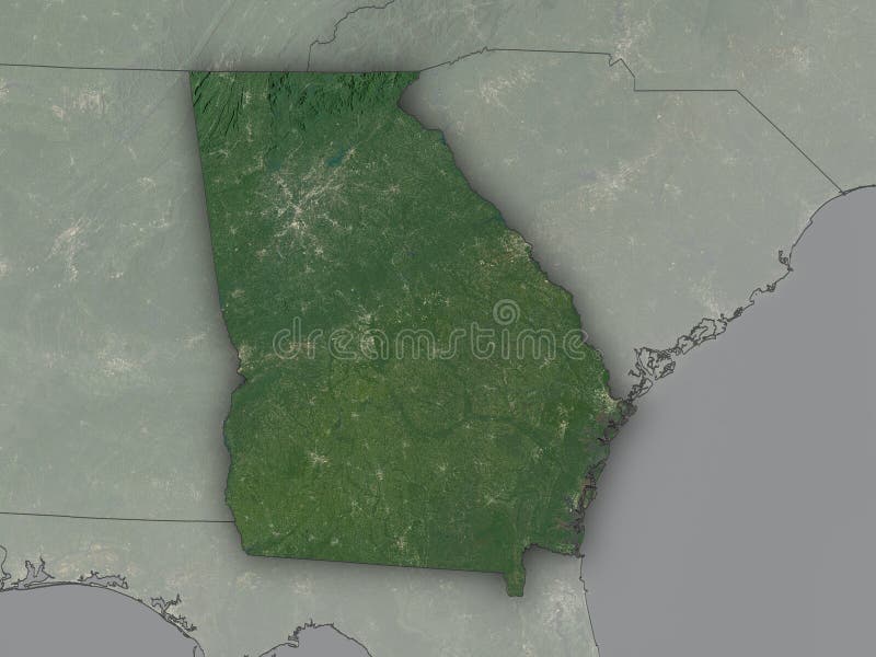 Georgia on a Map with State Borders Stock Illustration - Illustration ...