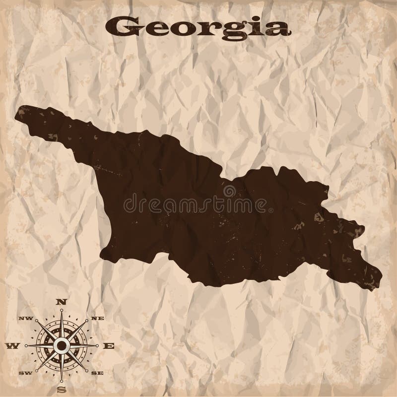 Georgia Old Map with Grunge and Crumpled Paper. Vector Illustration ...