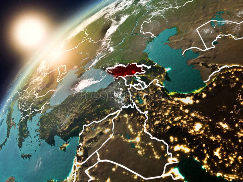 Georgia on Planet Earth in Sunset Stock Illustration - Illustration of ...