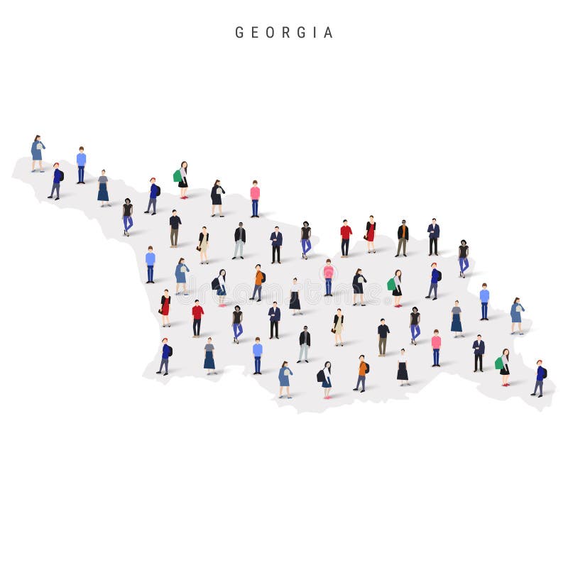 Georgia Population Map. Large Group of People in a Shape of Georgian ...