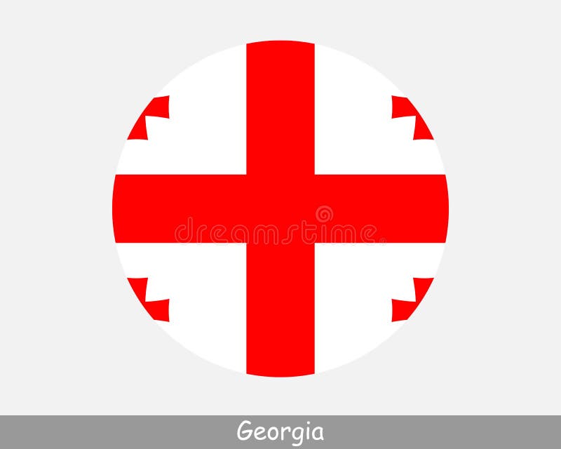 Georgia Round Circle Flag. Georgian Circular Button Banner Icon Stock ...