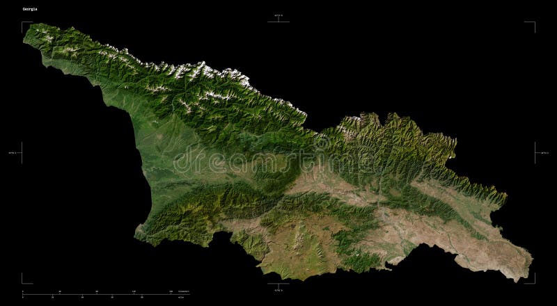 Georgia Shape on Black. Low-res Satellite Stock Illustration ...