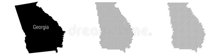Georgia Silhouette Map and Two Patterns of Dots and Slanted Lines. Flat ...