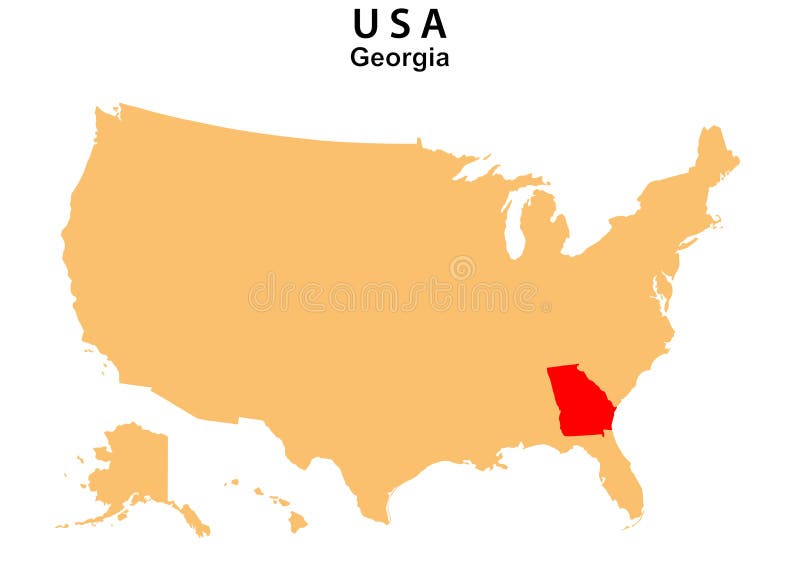 Georgia State Map Highlighted on USA Map. Georgia Map on United State ...