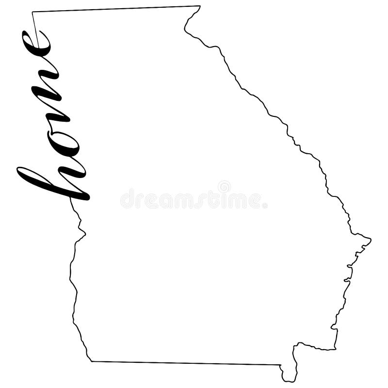 Georgia State Map Outline Illustration with the Word Home Stock Vector ...