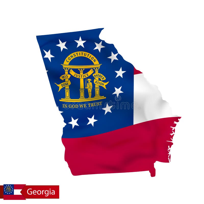 Georgia State Map with Waving Flag of US State. Stock Vector ...