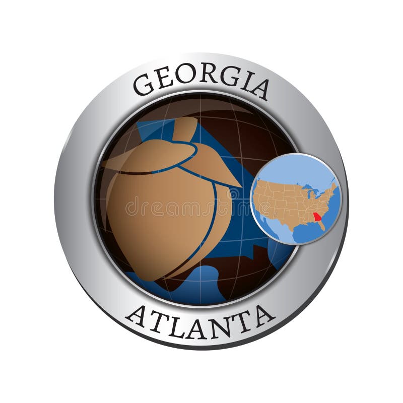 Georgia State with Peach Badge. Vector Illustration Decorative Design ...