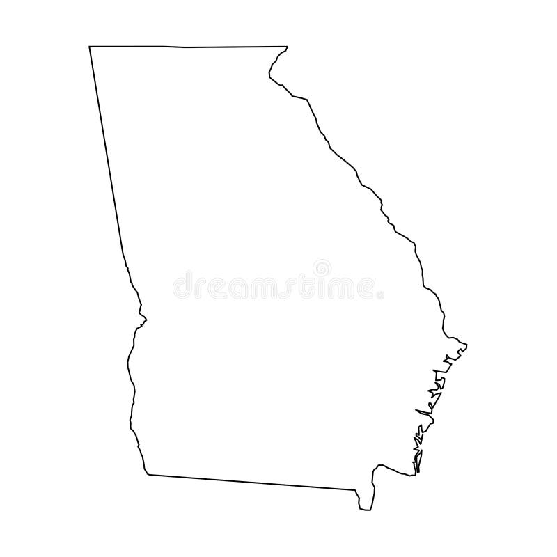 Georgia, State of USA - Solid Black Outline Map of Country Area. Simple ...