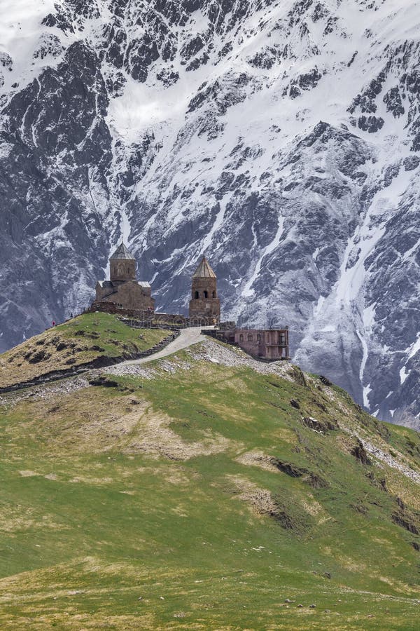 Georgia, Stepantsminda-Sameba. Ancient Gergeti Trinity Church Hi Stock ...