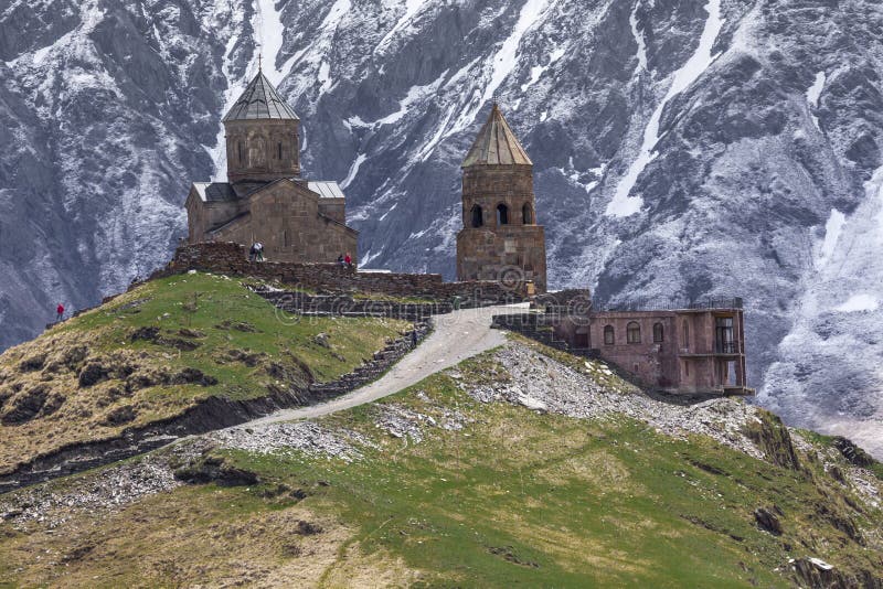 Georgia, Stepantsminda-Sameba. Ancient Gergeti Trinity Church Hi Stock ...