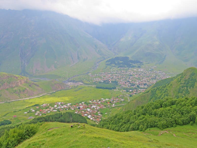 Georgia. Stepantsminda Village at Evening in Kazbegi District, M Stock ...