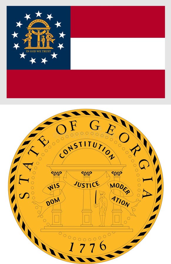 Georgia US State Flag and Coat of Arm Design Illustration Vector Stock ...