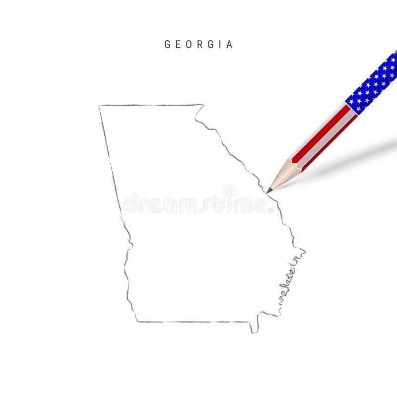 Georgia US State Vector Map Pencil Sketch. Georgia Outline Map with ... Georgia US State Vector Map Pencil Sketch. Georgia Outline Map with ...