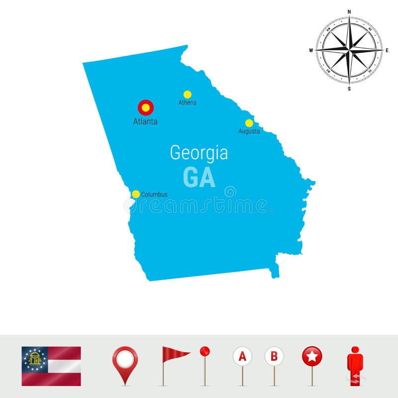 Georgia Vector Map Isolated on White Background. High Detailed ...